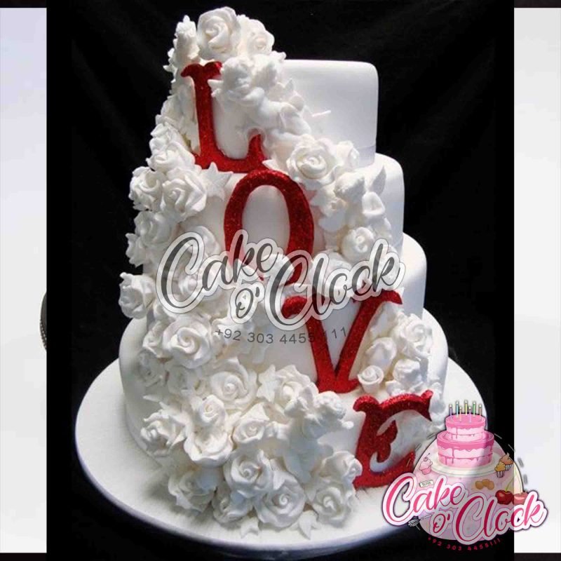 4 Tier Love Cake - Magnum Cakes - Best Customize Designer Cakes in Lahore