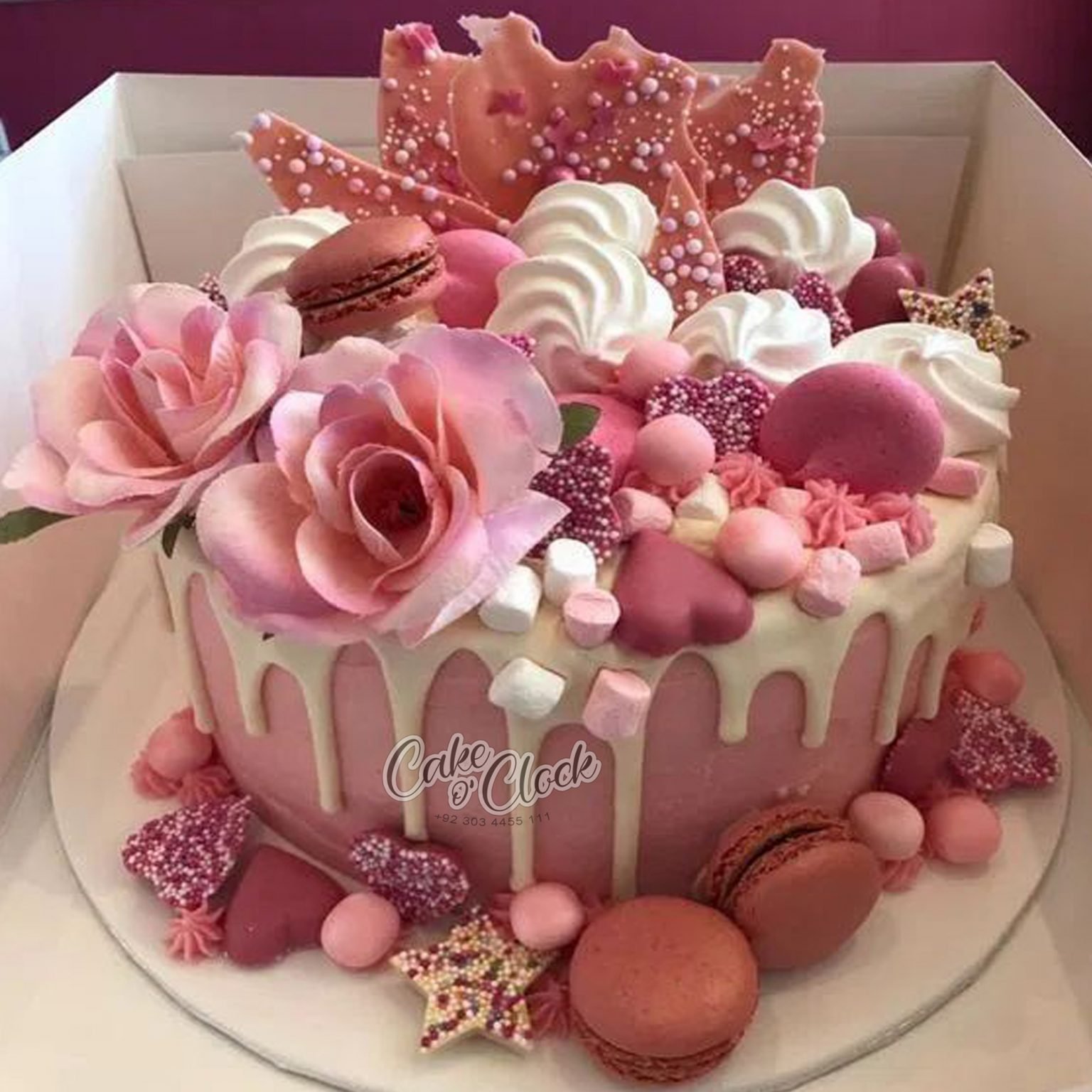 Pink Theme Macaroon Cake - Magnum Cakes - Best Customize Designer Cakes ...